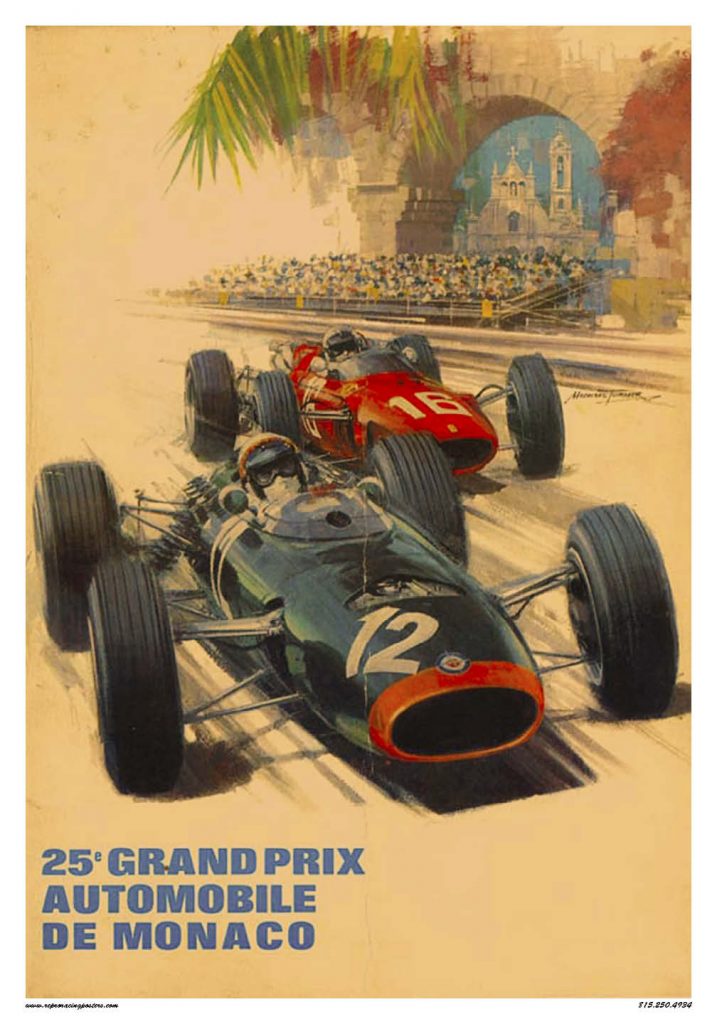 Monaco Grand Prix Racing Poster 1960's Ferrari | CrashDaddy Racing ...