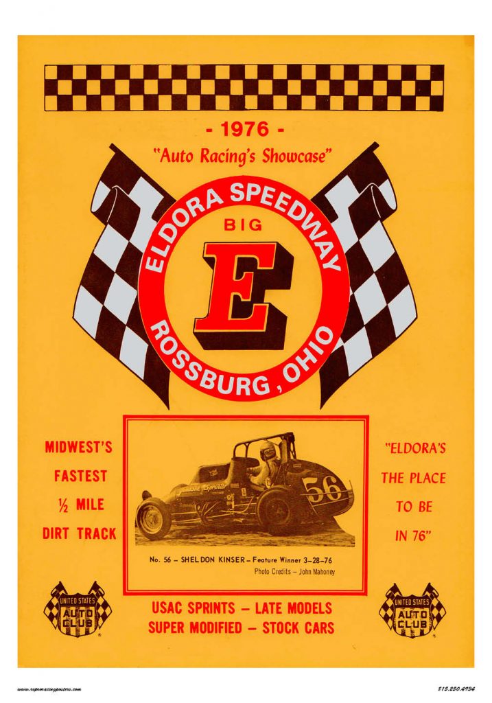 Eldora Sheldon Kinser Racing Poster 1970's | CrashDaddy Racing ...