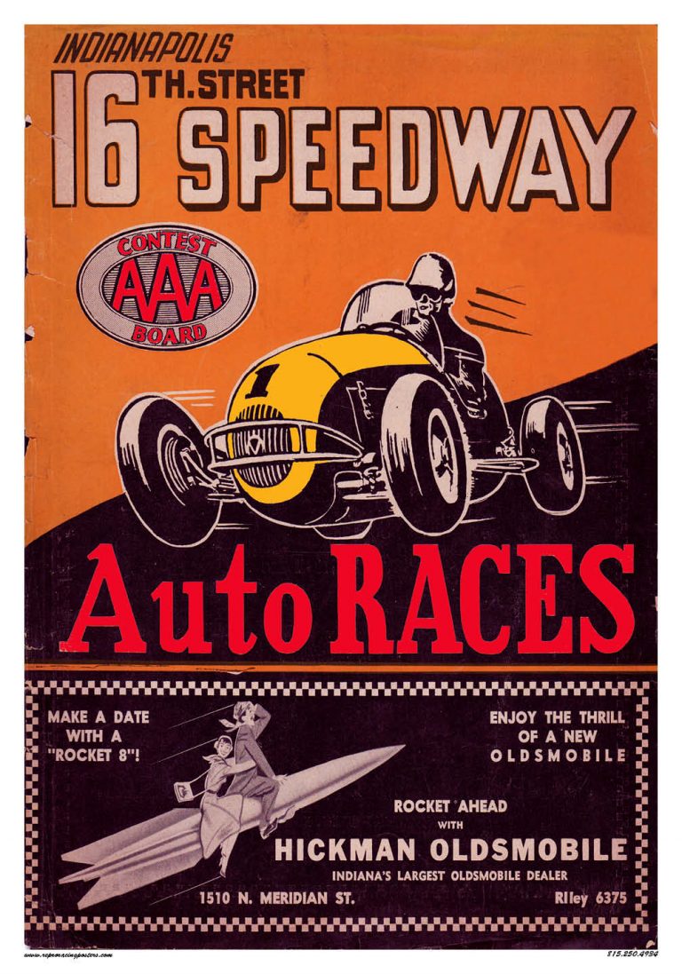 Indy 16th St Speedway AAA Racing Poster 1940's | CrashDaddy Racing ...